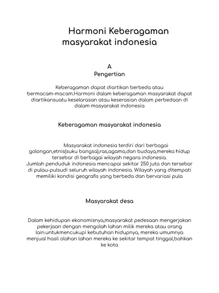 Harmoni Keberagaman Masyarakat Indonesia | PDF
