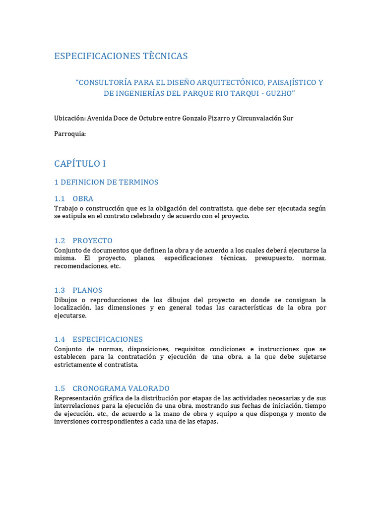 22-16-Especificaciones Tecnicas Parque Rio Tarqui Guzho | PDF ...