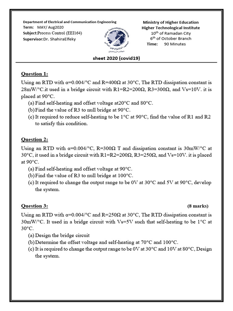 Sheet 2020 | PDF | Thermocouple | Electrical Resistance And Conductance