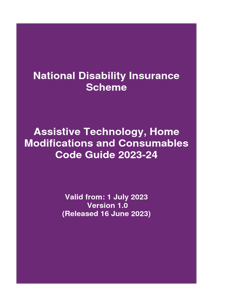 PB NDIS Assistive Technology, Home Modifications and Consumables Code Guide 2023-24 v1.0 | PDF ...