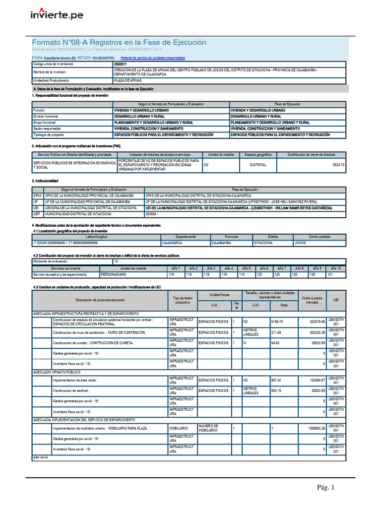 Formato 8A Plaza Jocos | PDF | Planificación urbana | Economias