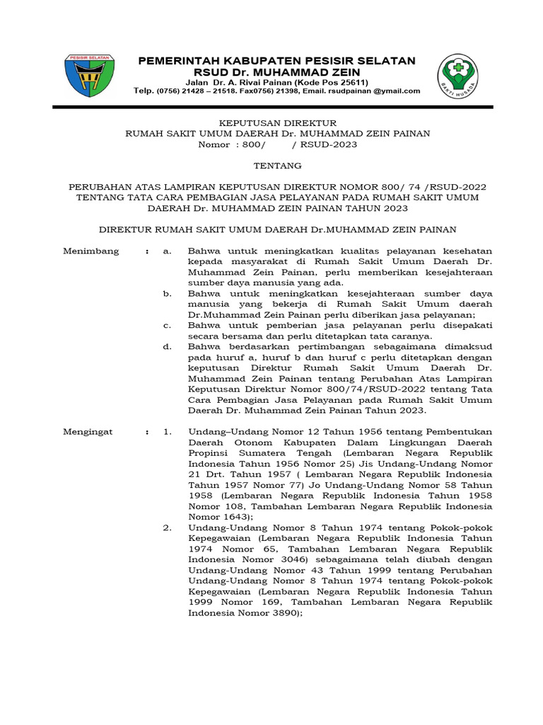 SK Tata Cara Pembagian Jaspel 2023 | PDF