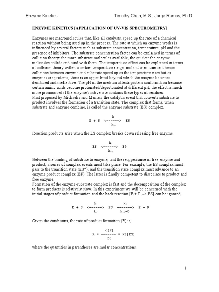Enzyme Kinetics Expts | PDF | Enzyme Inhibitor | Enzyme Kinetics