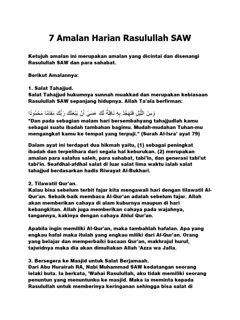7 Amalan Harian Rasulullah SAW | PDF | Agama & Spiritualitas