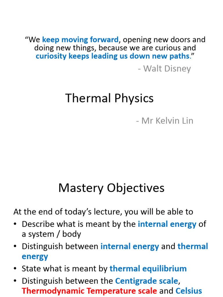 Thermal Physics Lecture 1 | PDF | Temperature | Heat