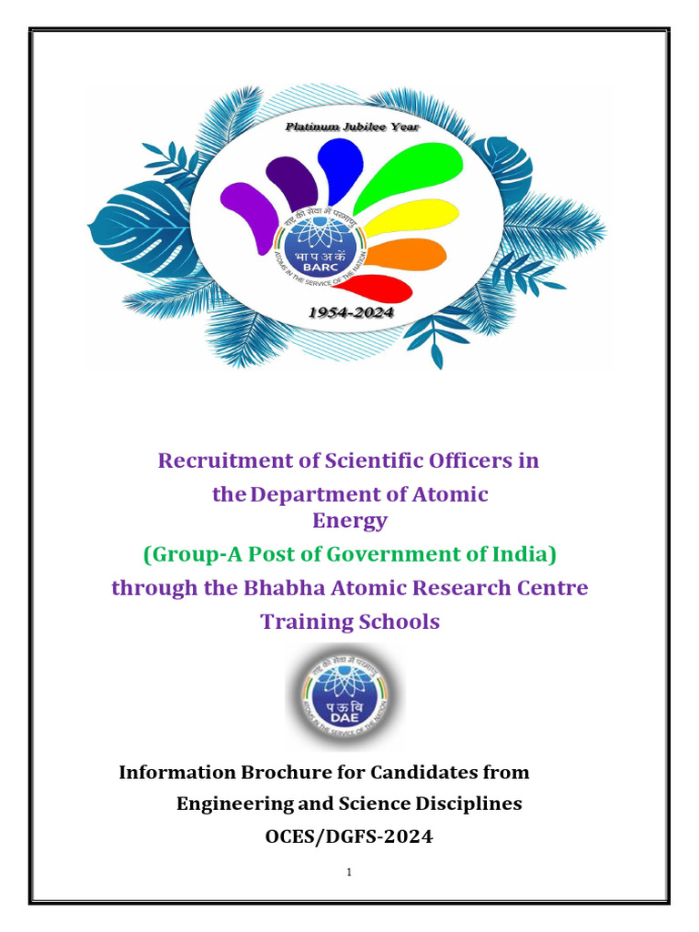 BARC OCES/DGFS 2024 Recruitment Guide | PDF | Engineering | Physics