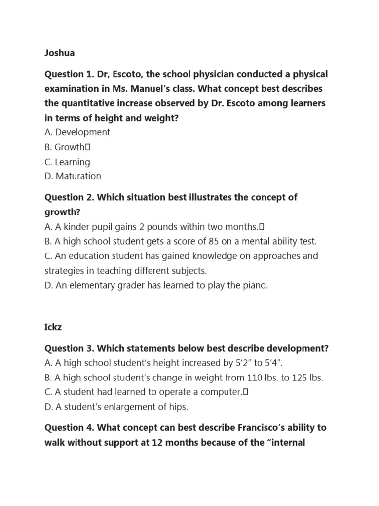 Child and Adolescents Questionnaire | PDF | Thought | Cognitive Development