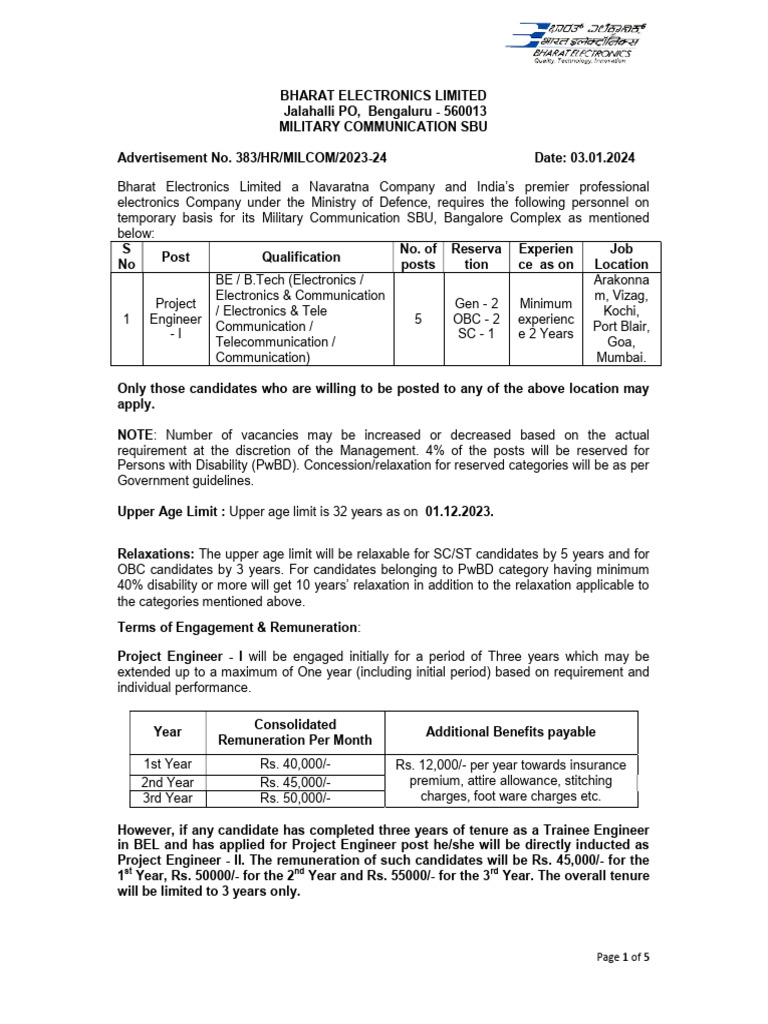 Bel Project Engineer I Vacancies 2 | PDF | Business