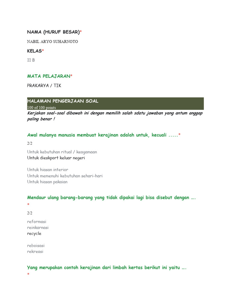 Soal PH Prakaaryaa KELAS 11 AIBS | PDF | Seni