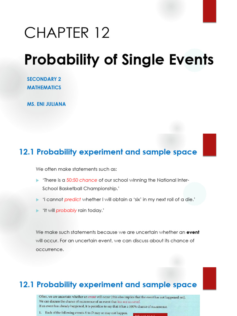 Slide 1 - Chapter 12. Probability of Single Events | Download Free PDF ...