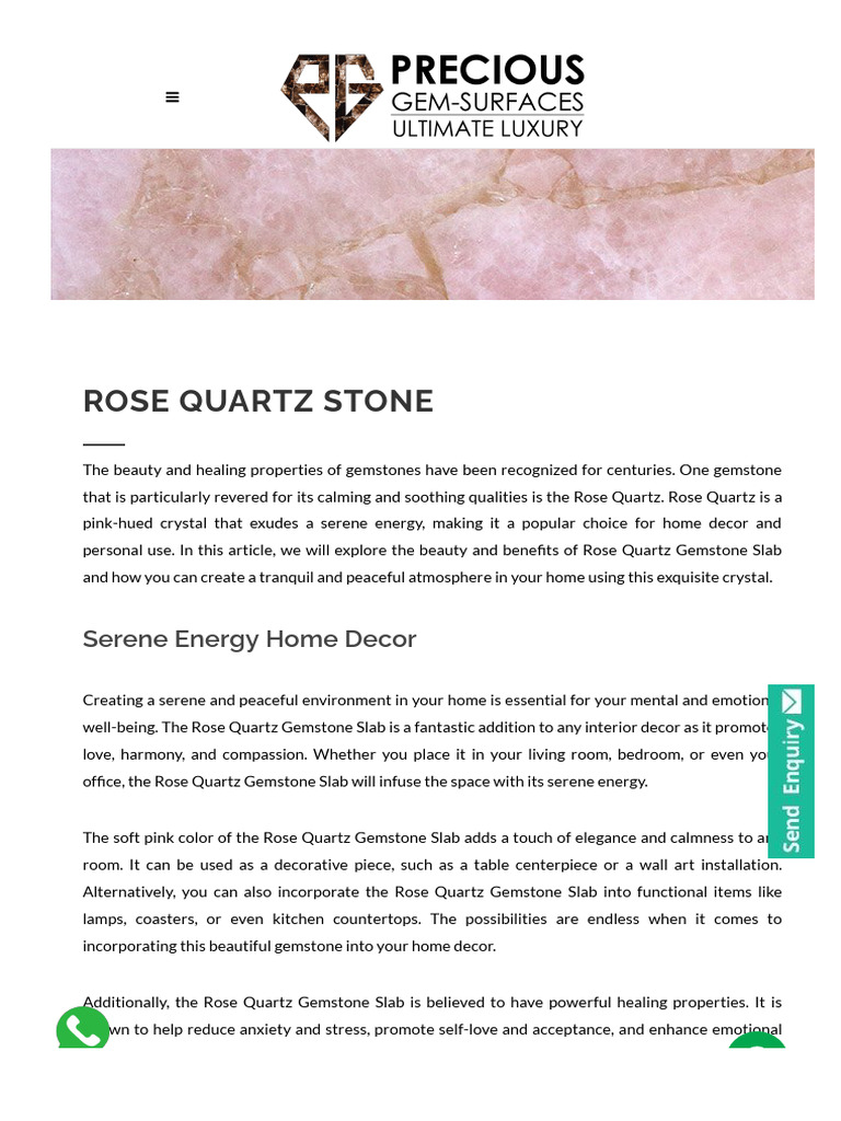 Rose Quartz Gemstone Slab Benefits | PDF | Gemstone