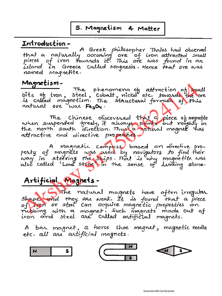 CH 5 Magnetism and Matter Notes by Akshay Sir | PDF