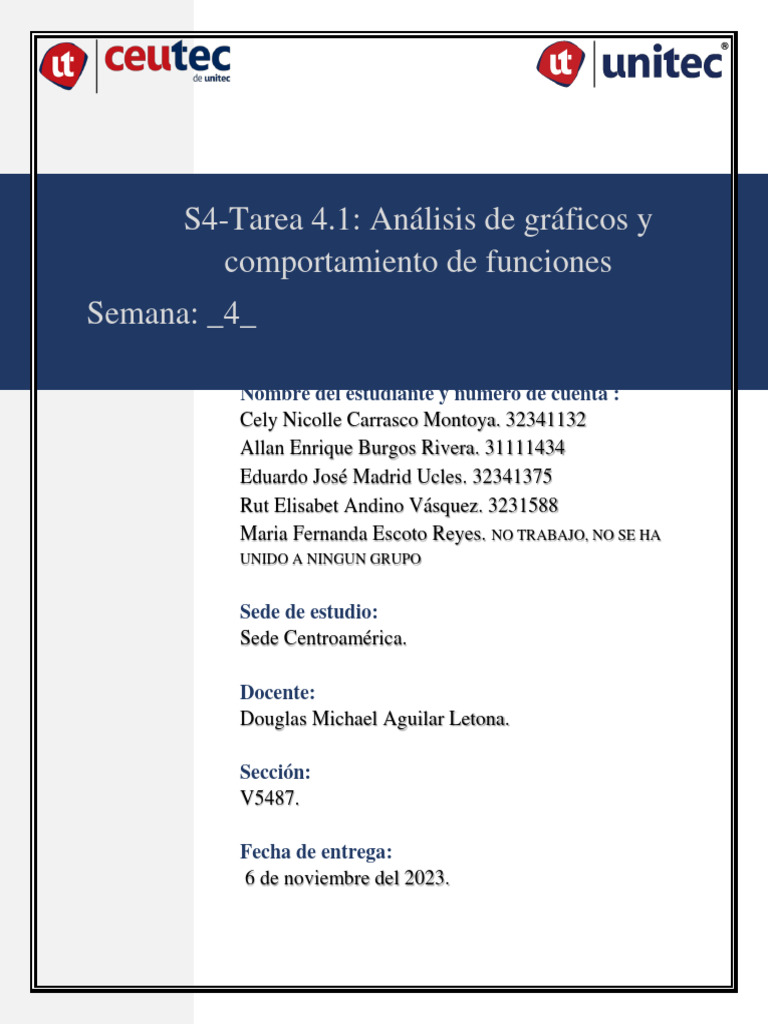 S4-Tarea 4.1 Análisis de Gráficos y Comportamiento de Funciones | PDF | Arte