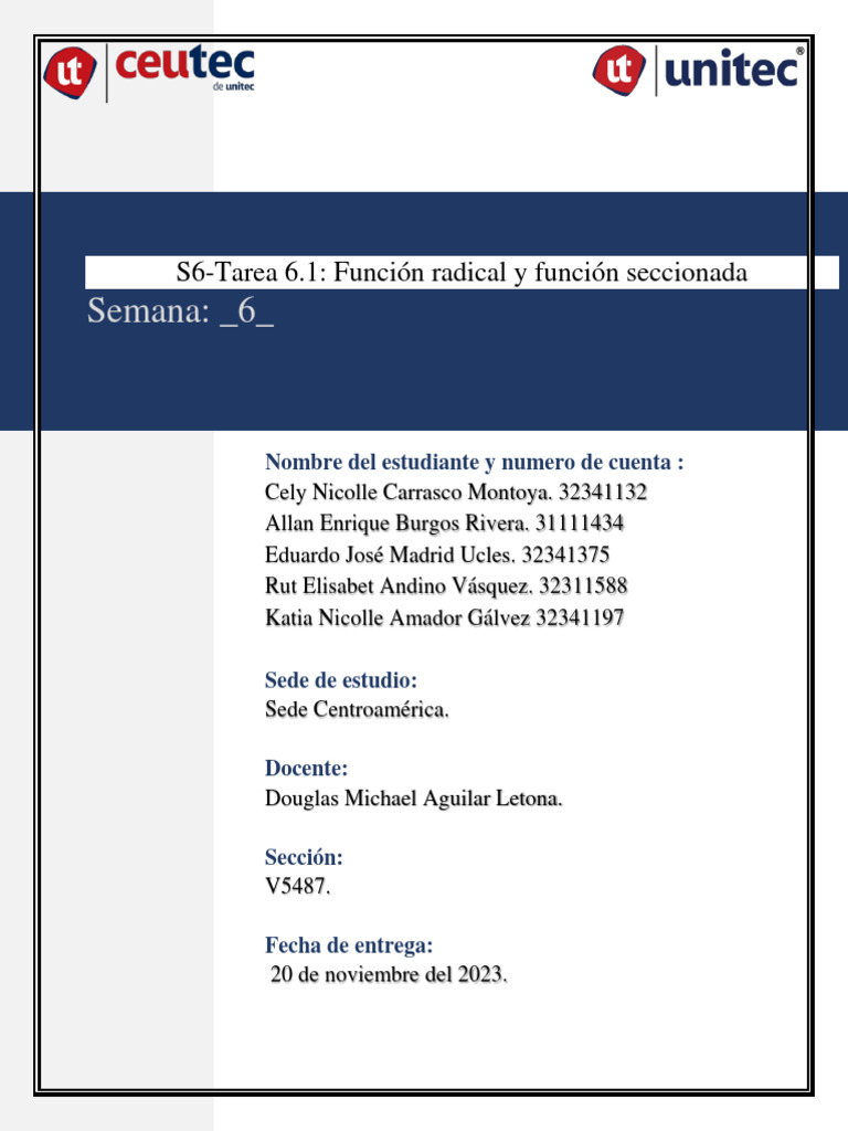 S6-Tarea 6.1 Función Radical y Función Seccionada | PDF | Juegos y actividades | Hogar ...