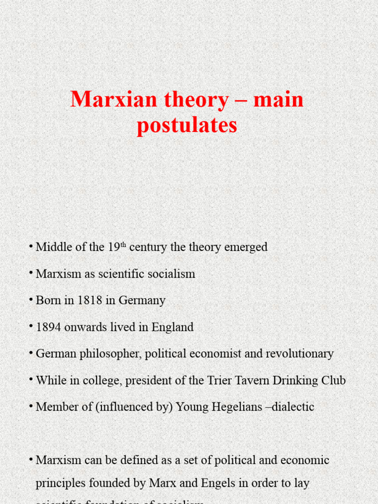 Marxian Theory - Main Postulates | Download Free PDF | Marx's Theory Of ...