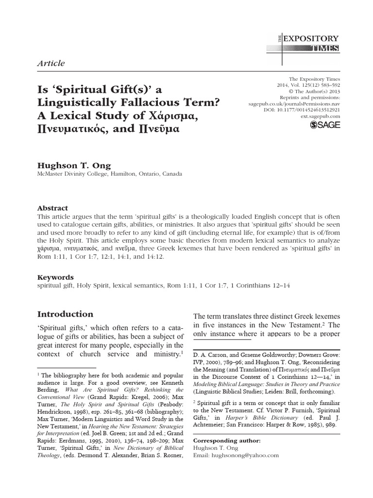 Is "Spiritual Gifts A Linguistically Fallacy | PDF | Word | Lexicon