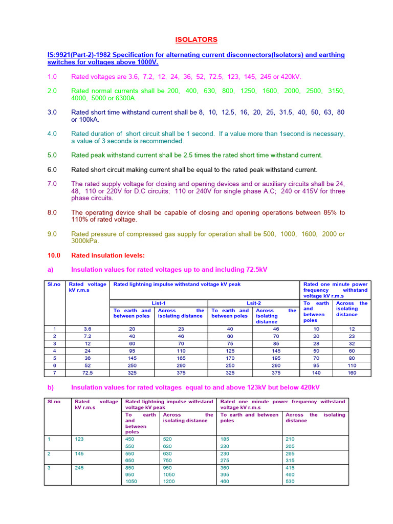 isolators | PDF | Insulator (Electricity) | Mains Electricity