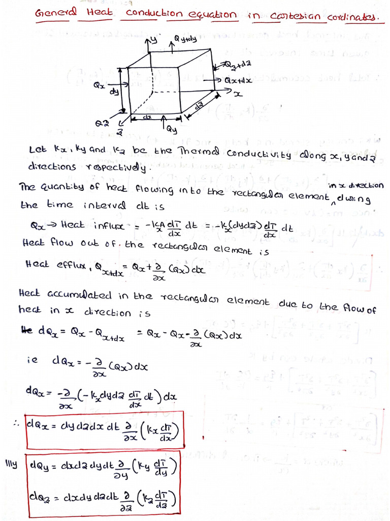 General Heat Conduction Eqn in Cartesian and Cylindrical Cordinates | PDF