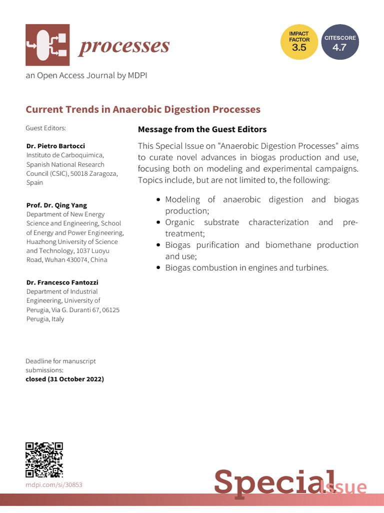 Anaerobic Digestion Processes | PDF | Biogas | Open Access