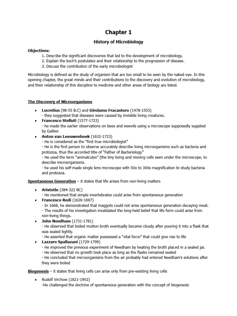 Micro 1 History of Micro | PDF | Microbiology | Bacteria