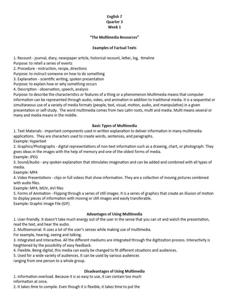 Understanding Multimedia Resources | PDF | Multimedia | Information