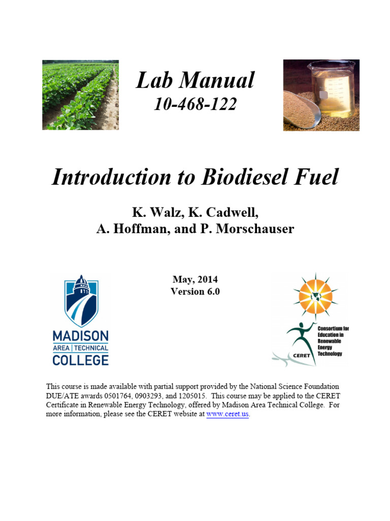 Biodiesel Lab Manual May 2014 Complete | PDF | Biodiesel | Viscosity