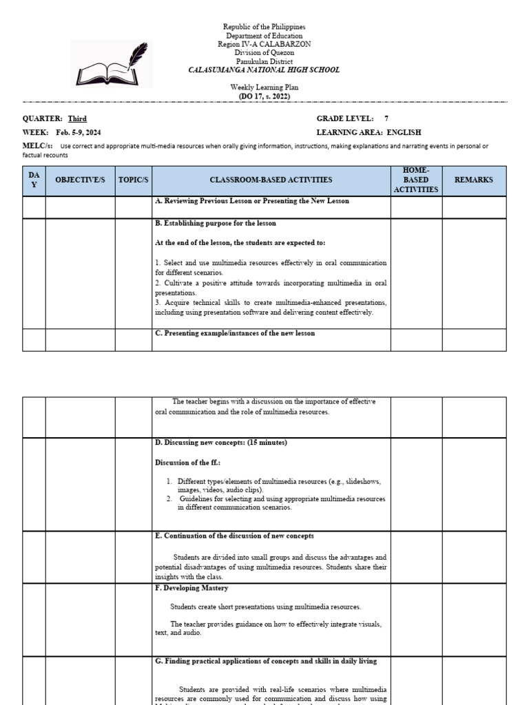 English 7 Q3 Wk 1 Pdf Multimedia Communication