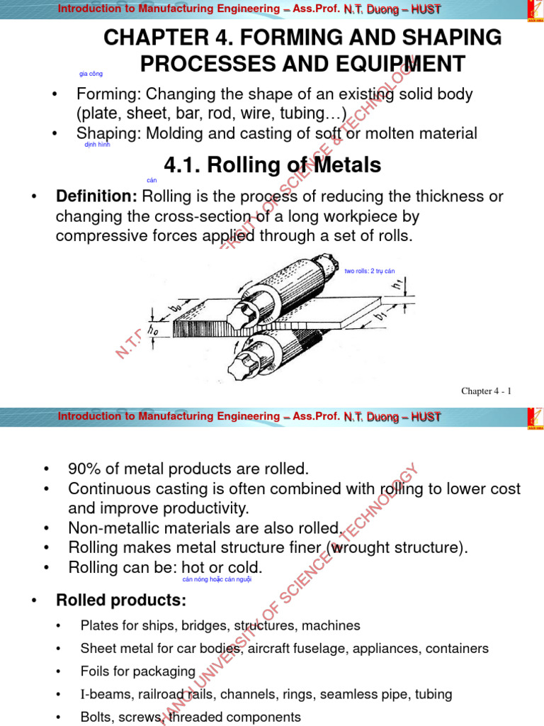 Forming and Shaping Processes Overview | PDF | Forging | Rolling ...