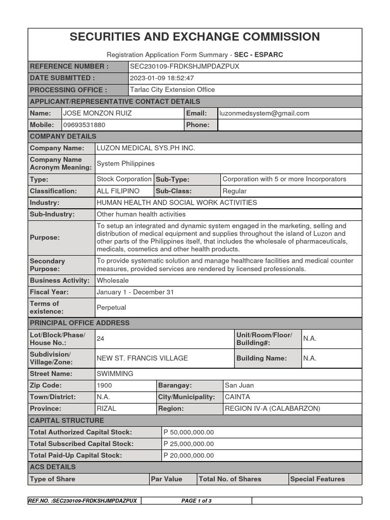 Application Summary Form (6) | PDF | Metro Manila | Philippines