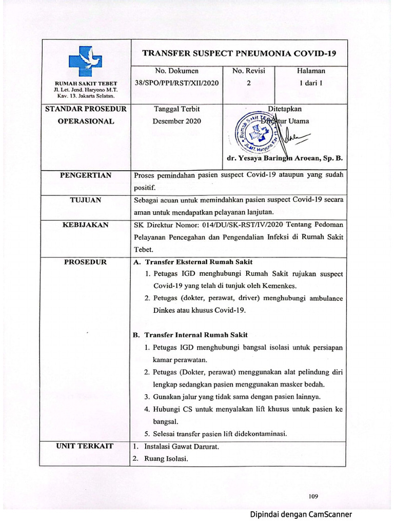 38.SPO TRANSFER PASIEN COVID | PDF
