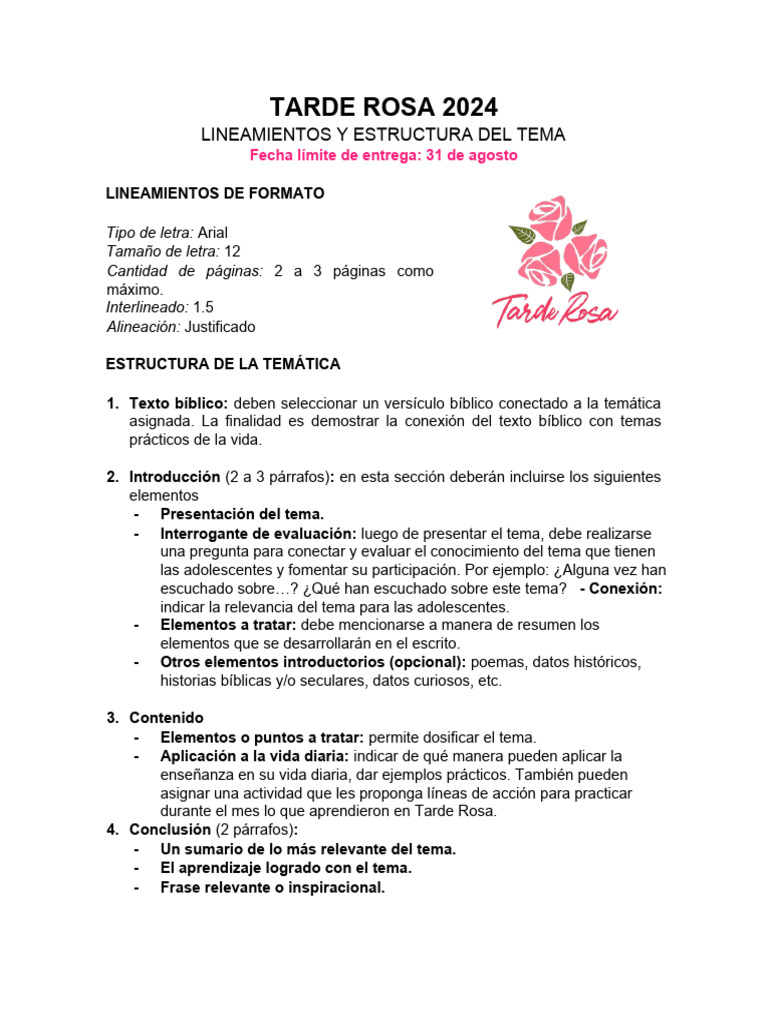 Tarde Rosa 2024 | PDF