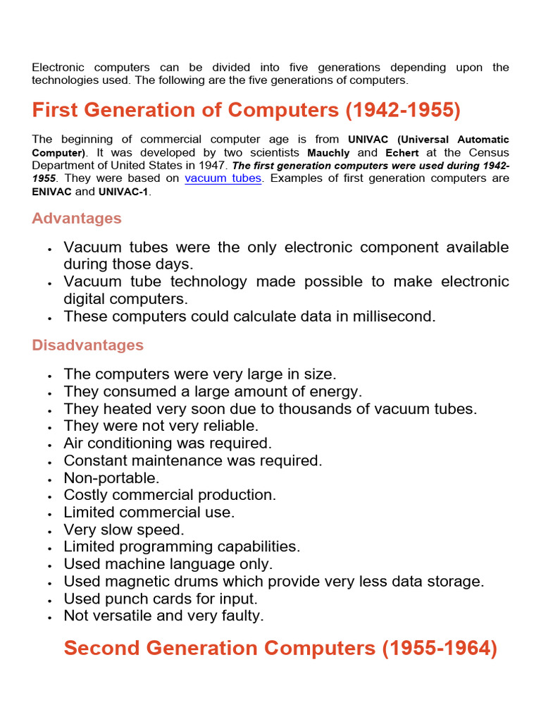 Generation of Computers | PDF | Integrated Circuit | Microprocessor