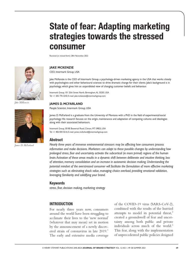 Branding To Stressed Consumers | PDF | Stress (Biology) | Anxiety