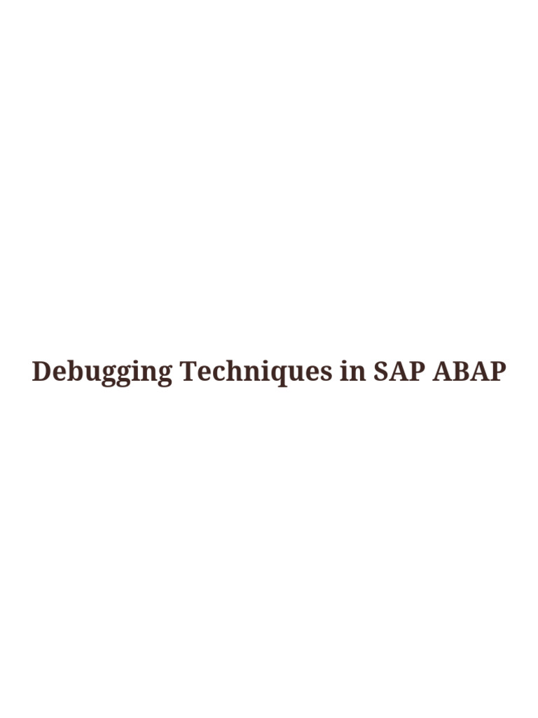 Debugging In Sap Pdf Debugging Computer Programming