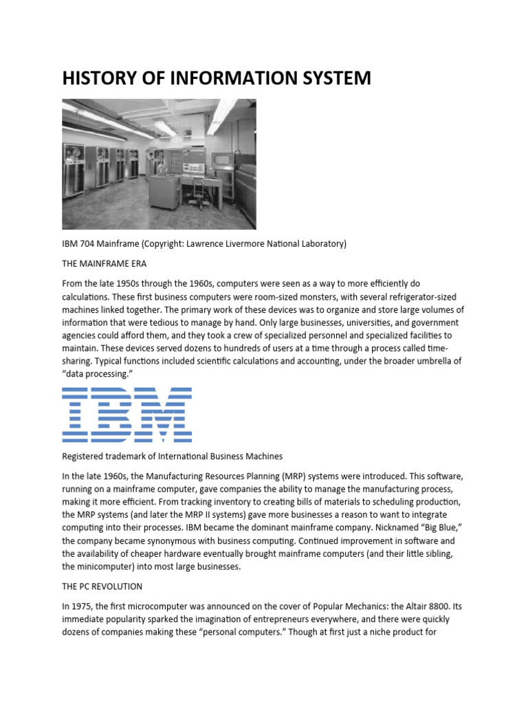 History of Information System | PDF | Personal Computers | Internet