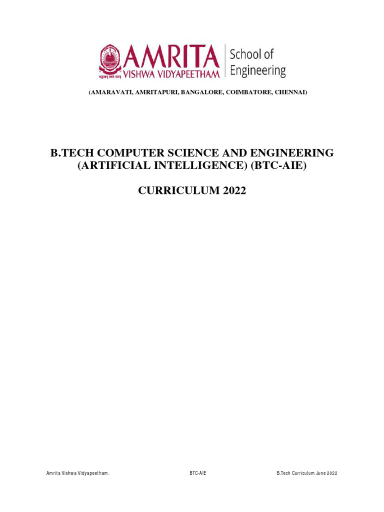 B.Tech AI Curriculum 2022 | PDF | Linear Algebra | Engineering