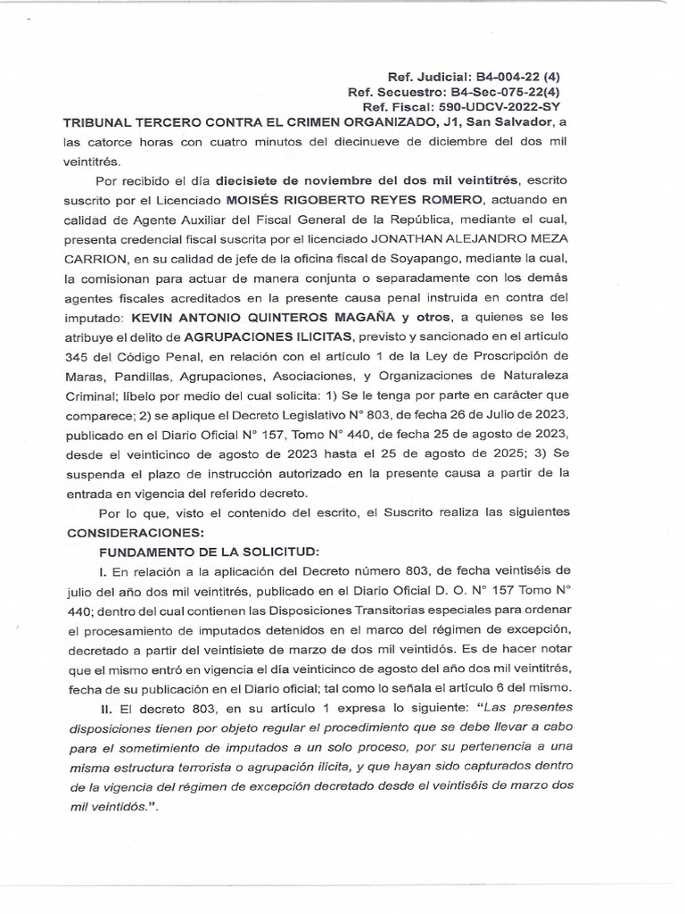 Resolucion Judicial - Regimen de Excepcion - 2023 | PDF