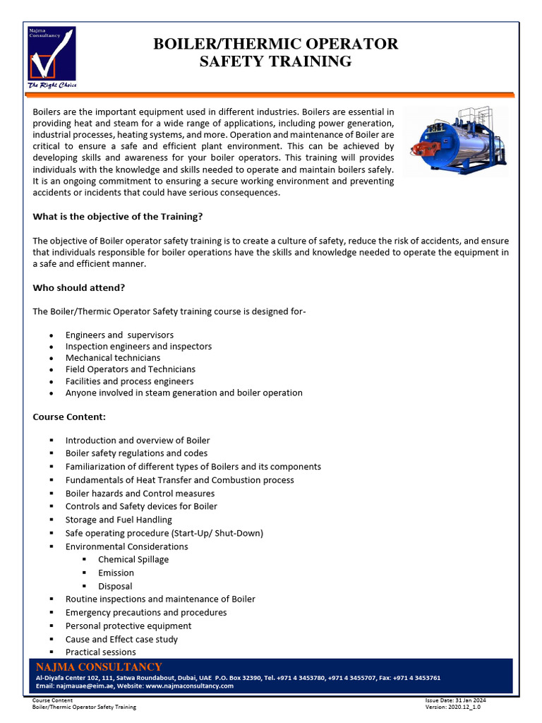 Boiler Operator Safety Training Course | PDF | Boiler | Safety