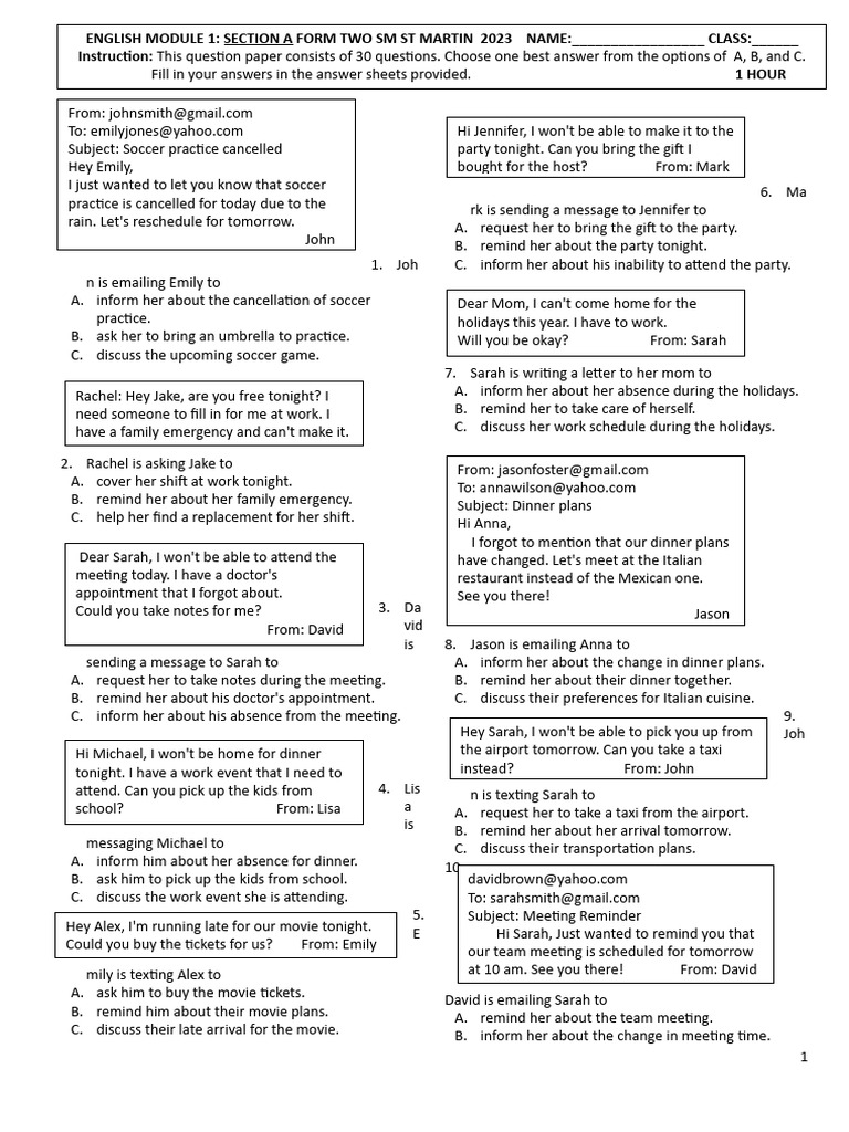 Module 1a English F2 | PDF