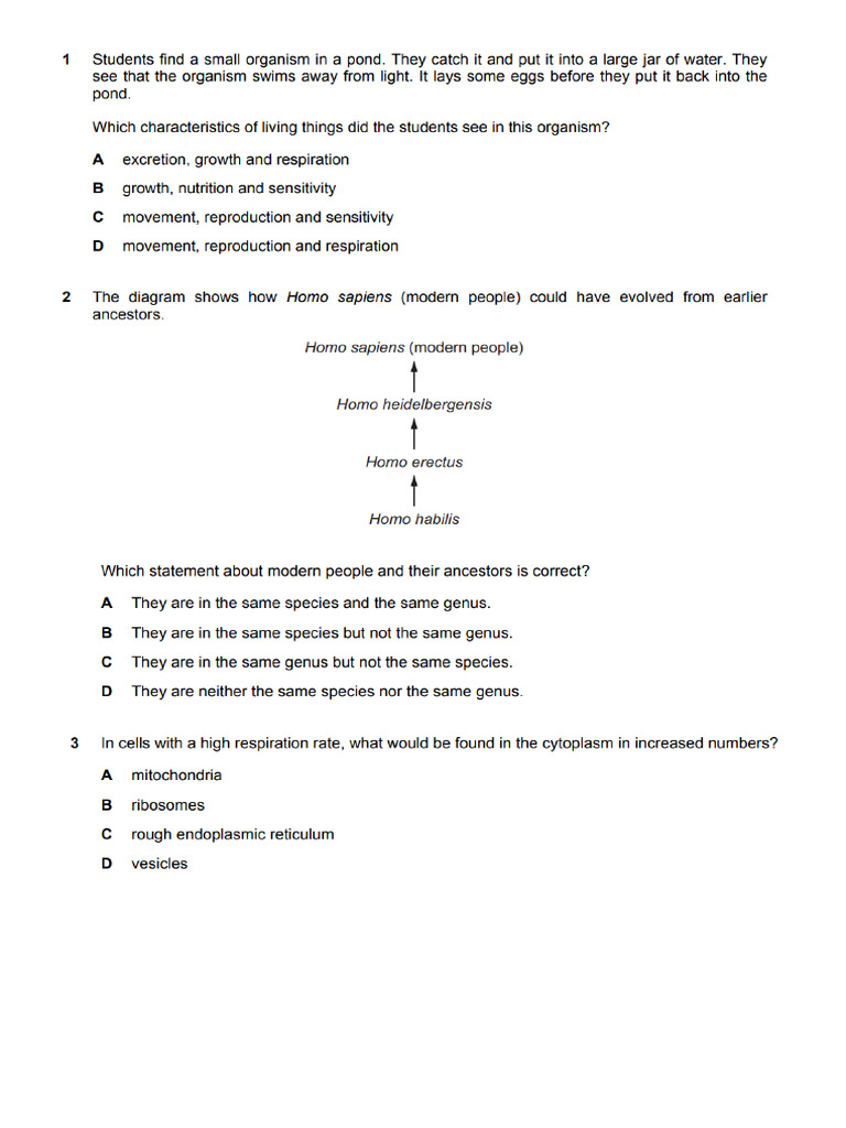 Sec Bio CH 1-7 Ex6 Mye June 2019 | PDF
