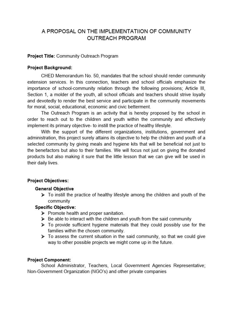 Community Outreach Program Proposal | PDF | Economies