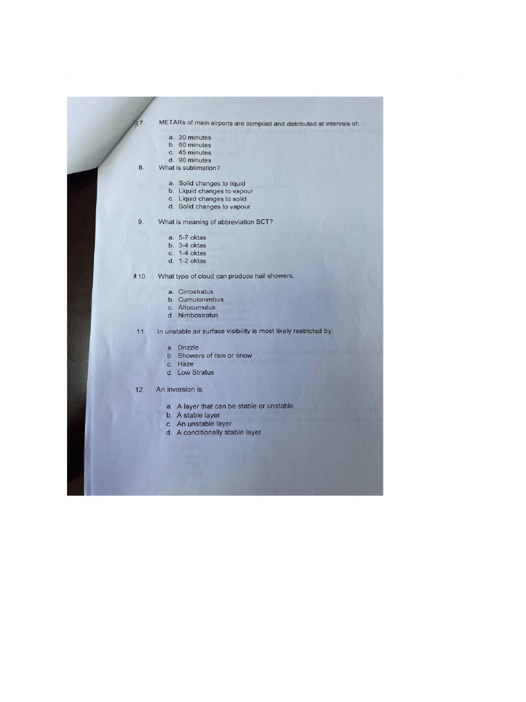 ZCAA Met and RT Exam-1 | PDF