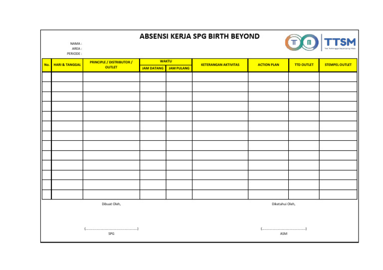 Form Absen SPG-1 | PDF