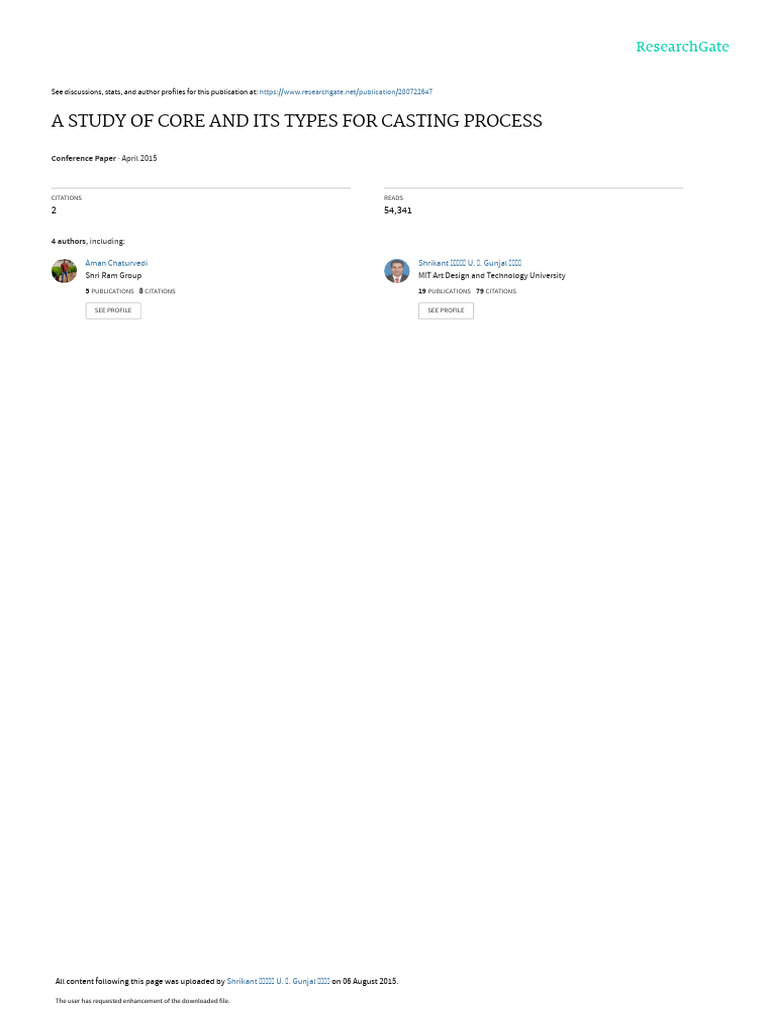 Study of Core and Its Types For Casting Process | PDF | Chemistry ...