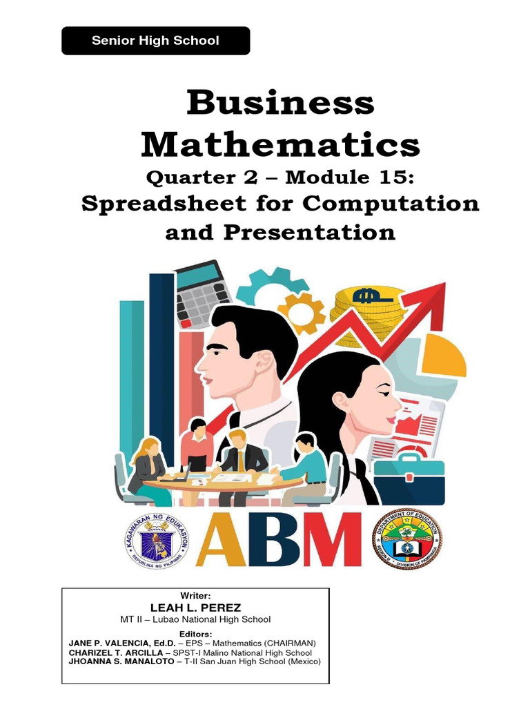 Business Mathematics - Module 15 - Spreadsheet For Computation and ...
