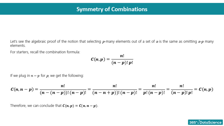 Symmetry in Combination Formulas | PDF | Science & Mathematics