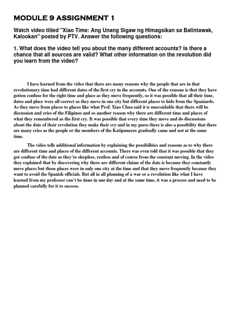 Rph Module 9 Assignment 1 Pdf Social Science Foreign Language Studies