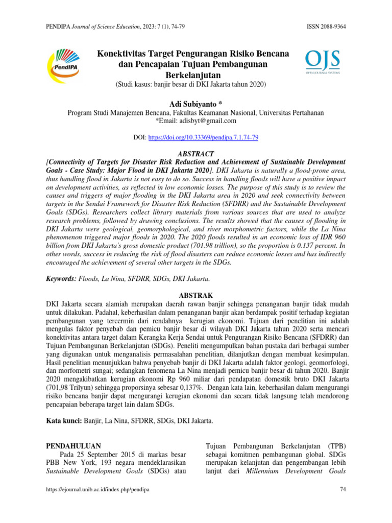 Konektivitas Target SFDRR & Pencapaian SDGs - Dr. Adi Subiyanto ...