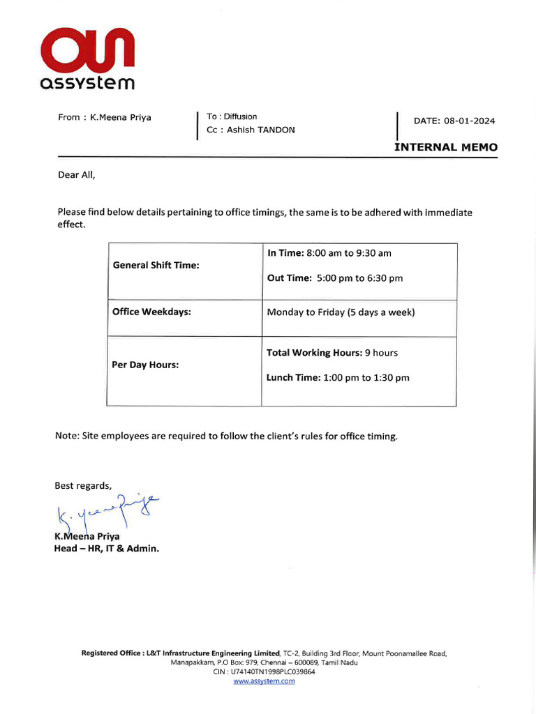 Office Timing | PDF
