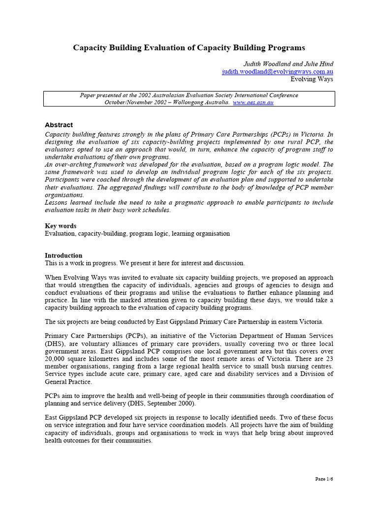 Capacity_Building_Evaluation_of_Capacity | PDF | Evaluation | Capacity Building